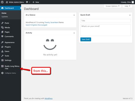 Wider Admin Menu Wordpress Plugin