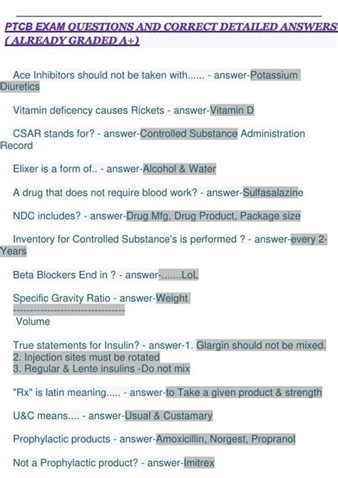 Ptcb Exam Questions And Correct Detailed Answers Already Graded A