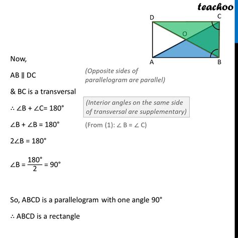 Ex 8 1 1 If Diagonals Of A Parallelogram Are Equal Ex 8 1