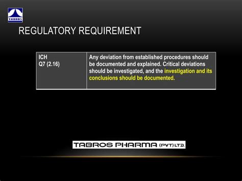 Deviation Handling And Management Tabros Pptx