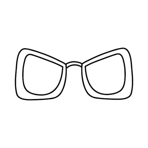 손으로 그린 낙서 안경 검은 윤곽선 안경 선형 아이콘 선글라스 인쇄 색칠 페이지 디자인 로고의 벡터 스케치 그림 프리미엄 벡터
