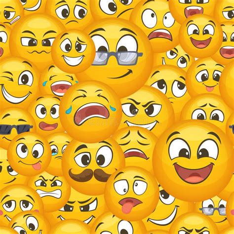 Emoticon Pattern Seamless Background With Funny Faces Seamless Template