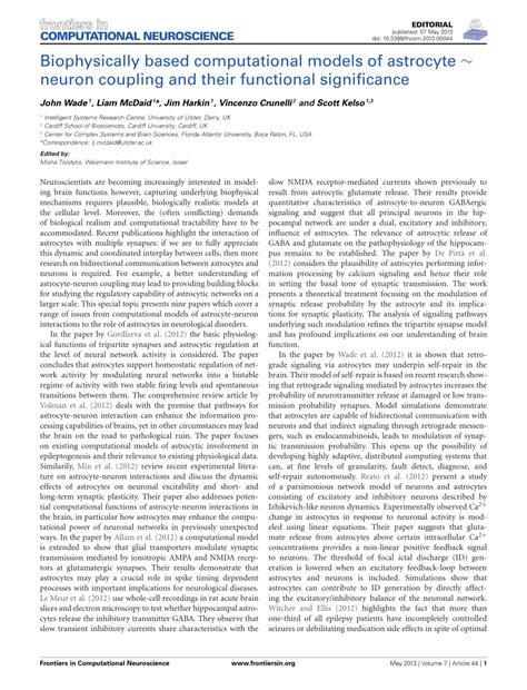 Pdf Biophysically Based Computational Models Of Astrocyte ~ Neuron