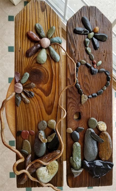Pebble Art On Old Farm Wood So Much Inspiration On Pinterest A