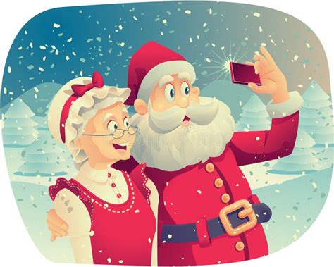 Pani Mikołajowa Mikołaja Claus Bierze Fotografię Wpólnie Ilustracja