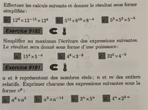 Solved Effectuer les calculs suivants et donner le résultat sous forme