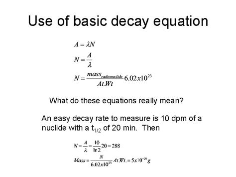 Lecture Radioactive Decay Kinetics Basic Decay Equations