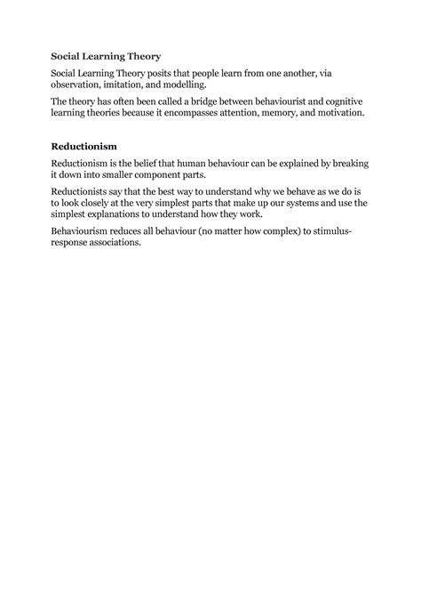 Terminology Lecture Notes Regarding Behaviourism Including References