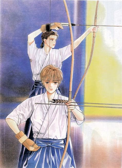 Two Anime Characters With Bows And Arrows In Their Hands One Holding