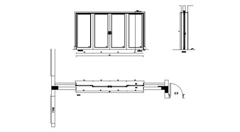 Single And Double Door Design View Of Sliding Door Sectional View Dwg