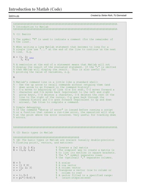 Matlabtutorial1 Pdf Pdf Matrix Mathematics Eigenvalues And Eigenvectors