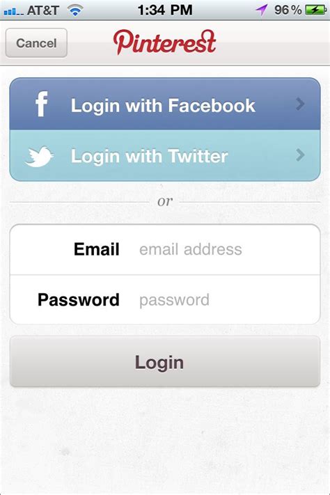 Log In Pinterest Login Pinterest Login Buttons Web Design User Experience Mobile App
