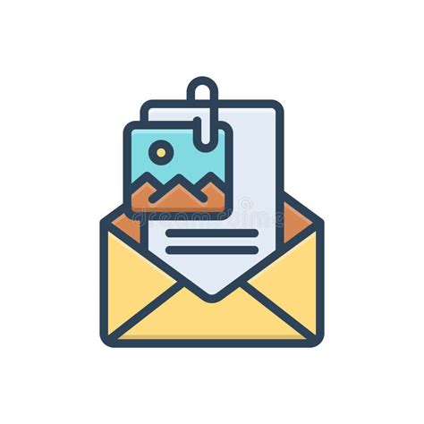 color illustration icon for attached document and paperclip stock