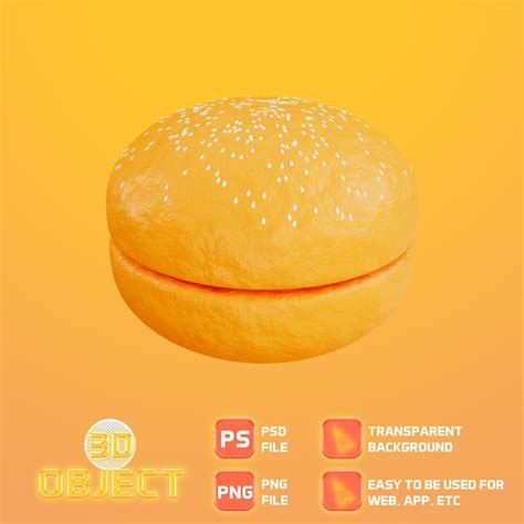 Premium Psd 3d Object Burger Bread