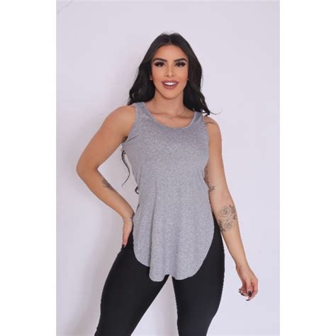 Blusa Regata Feminina Long Vest Legging Tapa Bumbum Academia Fitness P