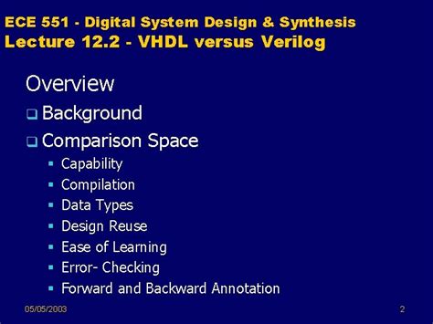Ece 551 Digital System Design Synthesis Lecture Set