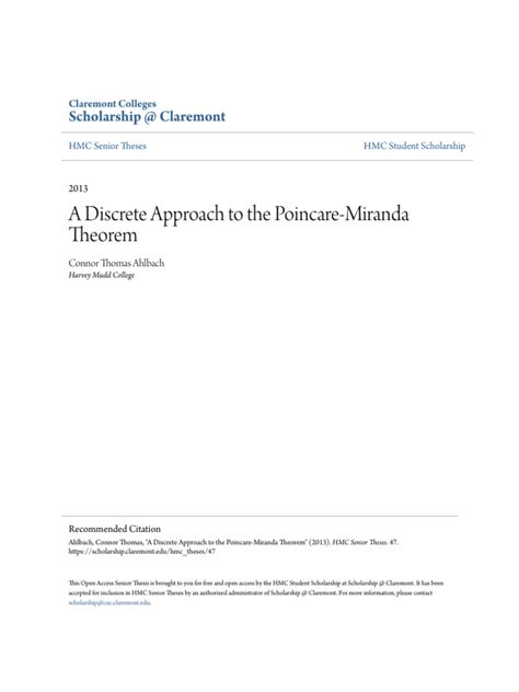 A Discrete Approach To The Poincare Miranda Theorem Download Free Pdf Geometry Mathematics
