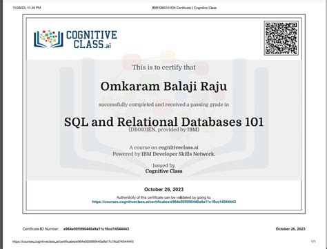 Balaji Raju Omkaram On Linkedin Ibm Cognitiveclass Sql