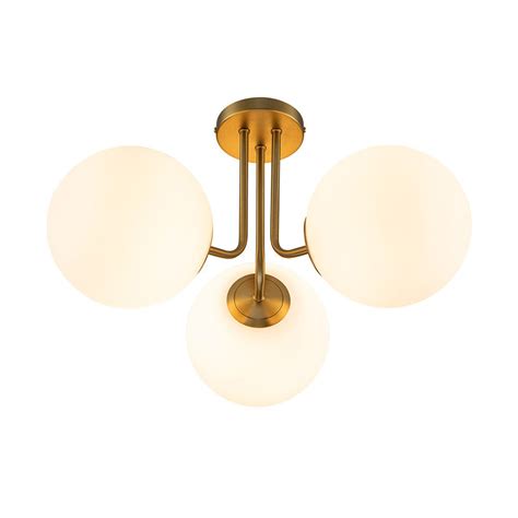 3 Light Brass Frosted Glass Globe Ceiling Light Lightfixturesusa