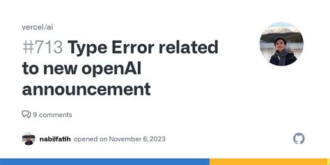 Type Error Related To New OpenAI Announcement Issue 713 Vercel Ai