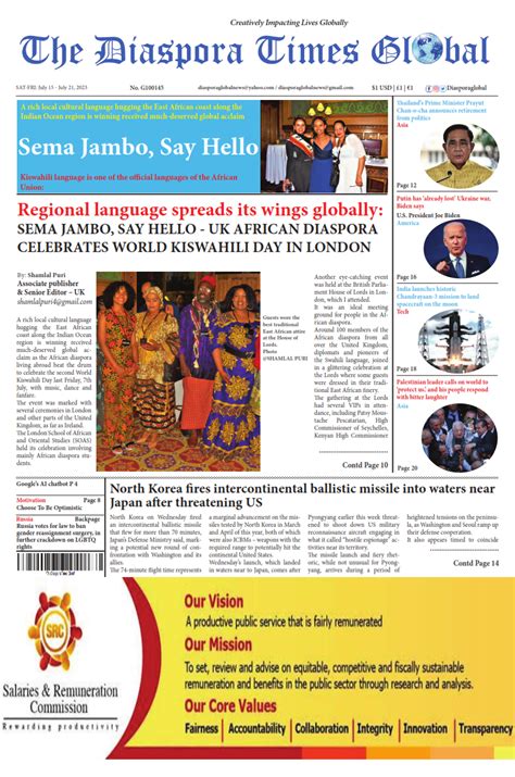 Diaspora Times Global July 15 July 21 2023