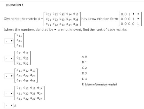 Solved Question 1 Oo1 Given That The Matrix A A21 A22 A23