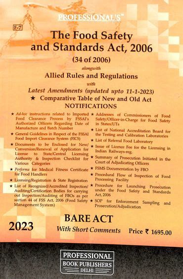 Buy Food Safety And Standards Act 2006 34 Of 2006 Bare Act Book Na