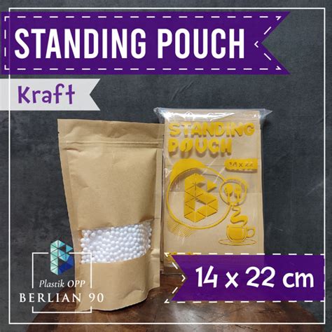 50 PCS Kemasan Snack Standing Pouch Kraft 14x22 Cm 400 Gr Kemasan