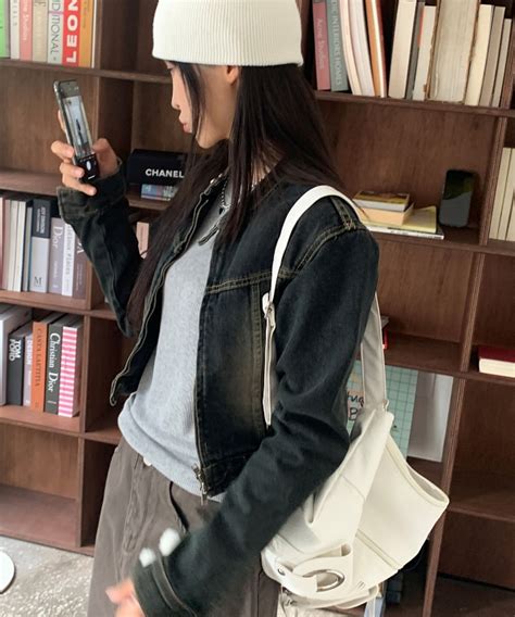 만다린트리 고퀄핏보장 셀로나 빈티지 노카라 슬림핏 기본 청자켓 봄 데님자켓 1 Color