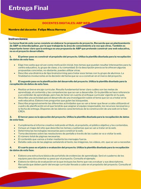 Ejemplo De Proyecto Abp Web Pdf Evaluación Enseñando