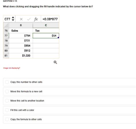 SOLVED QUESTION 5 15 What Does Clicking And Dragging The Fill Handle