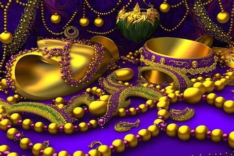 Premium Ai Image Mardi Gras Masks And Mardi Gras Beads Background
