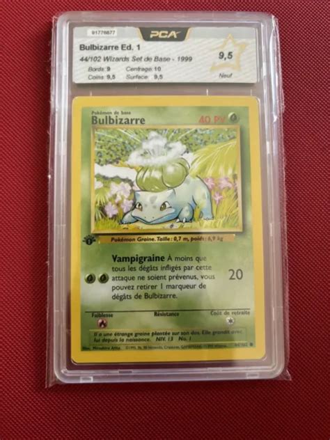 CARTE POKÉMON BULBIZARRE 44 102 Set de Base Édition 1 PCA 9 5 Avec