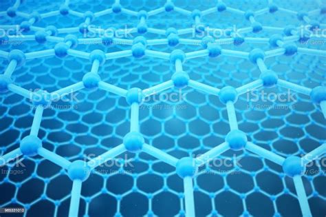 3d 렌더링 추상 나노기술 육각 기하학적 양식 클로즈업입니다 그래 핀의 원자 구조 개념 탄소 구조입니다 3차원 형태에 대한 스톡