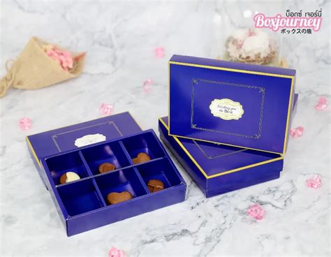 Boxjourney กล่องช็อคโกแลต 6 ช่อง ลาย พรีเมี่ยม บลู 20ชิ้น แพค Lazada