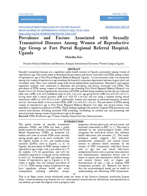 Prevalence And Factors Associated With Sexually Transmitted Diseases