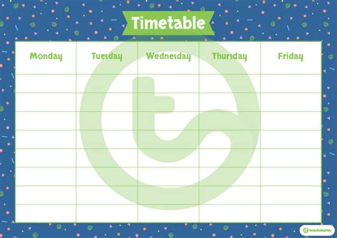 Squiggles Pattern Weekly Timetable Teach Starter