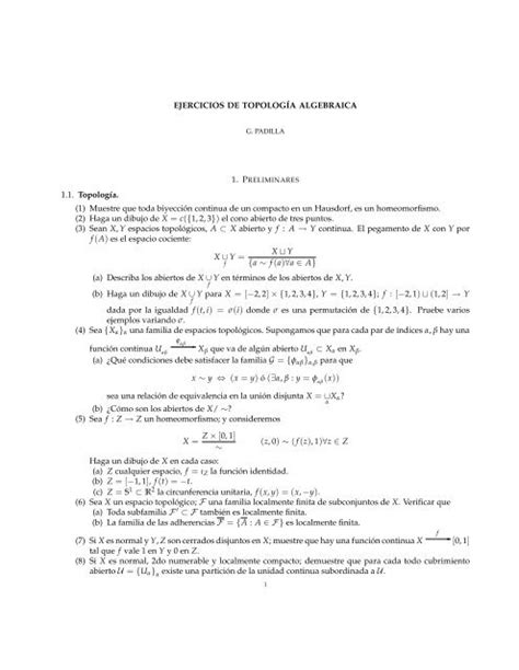 Topologia Algebraica Taller De Ejercicios
