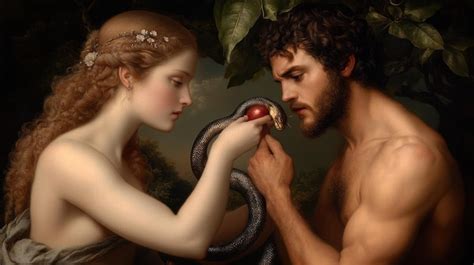 Fall Of Innocence Adam And Eve In The Garden Of Eden Confronted By The