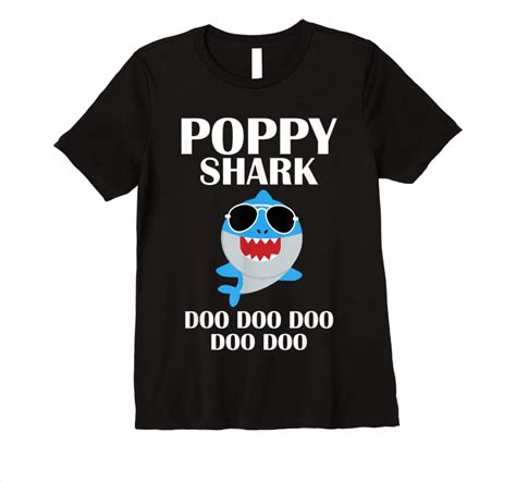 Cool Poppy Shark Doo Doo Doo Fathers Day Poppy Christmas T Shirts