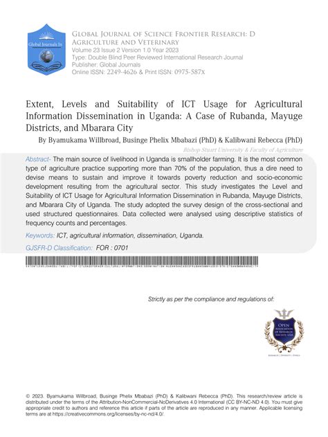 Pdf Global Journal Of Science Frontier Research D Agriculture And