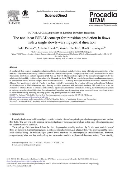 Pdf The Nonlinear Pse 3d Concept For Transition Prediction In Flows With A Single Slowly