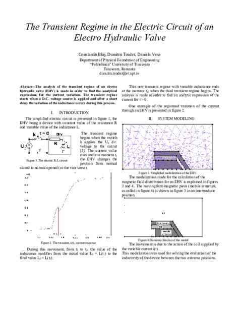 Pdf The Transient Regime In The Electric Circuit Of An Electro
