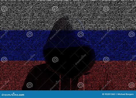 Hacker Shininhg Through Russian Computer Code Flag Stock Illustration Illustration Of Digital