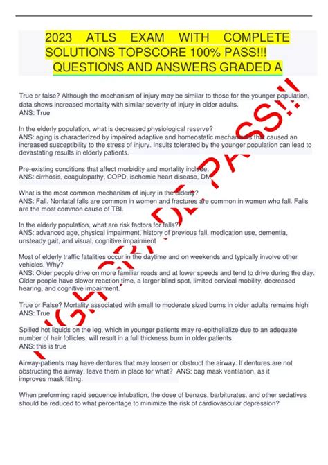 2023 Atls Exam With Complete Solutions Topscore 100 Pass Pdf 2023 Atls Stuvia Us