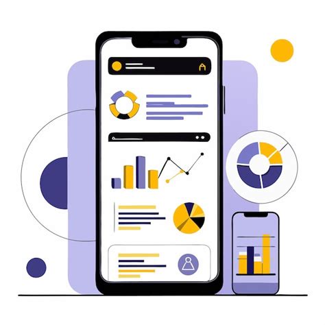 smartphone displaying search results and analytics flat vector