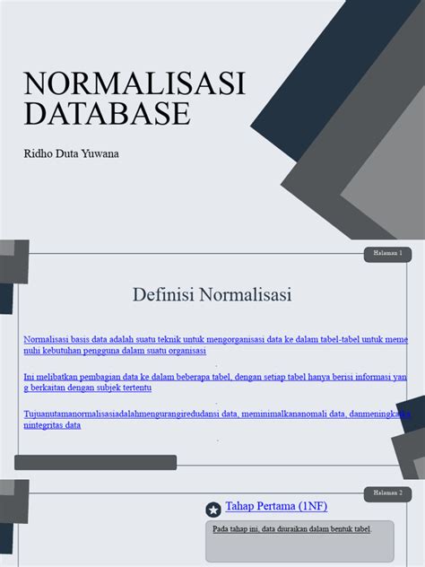Normalisasi Database Pdf