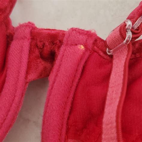 Victorias Secret Red Crushed Velvet Bra Set Gem