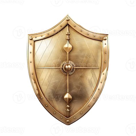Golden Shield On Isolated Background 43613243 Png