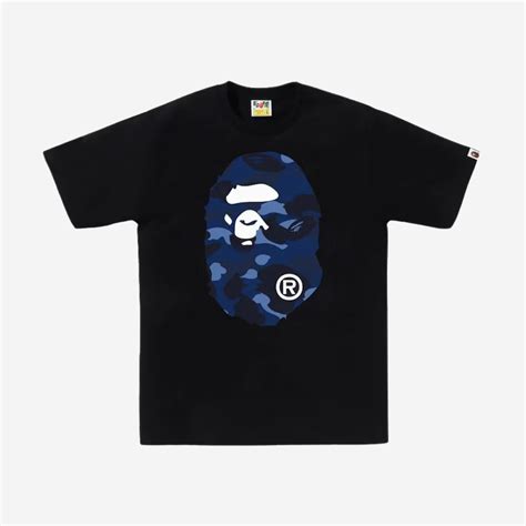 베이프 컬러 카모 빅 에이프 헤드 티셔츠 블랙 네이비 BAPE KREAM